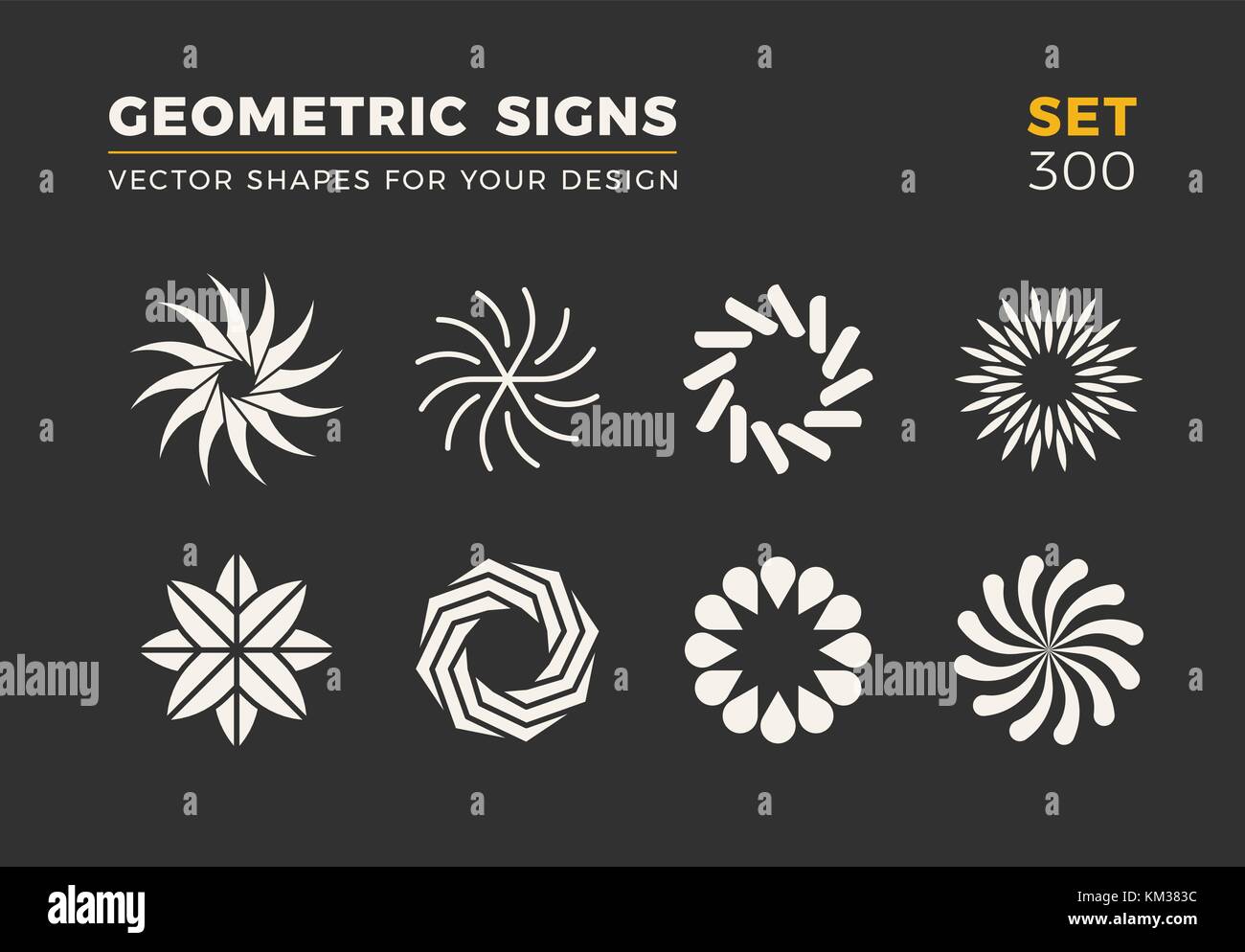 Set of eight minimalistic trendy shapes. Stylish vector logo emblems ...