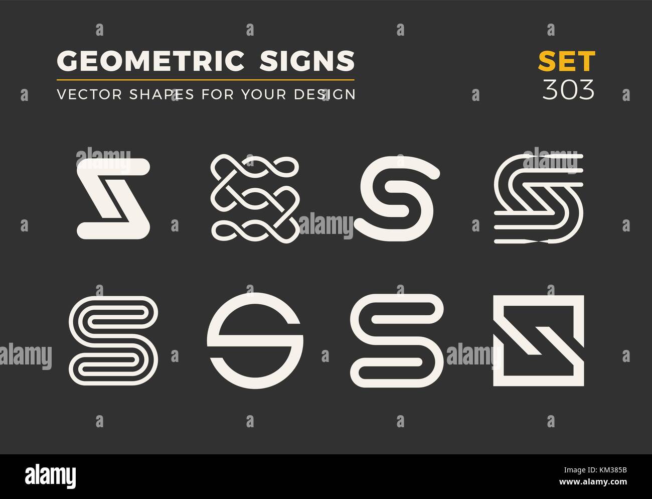 Set of eight minimalistic trendy shapes. Stylish vector logo emblems ...