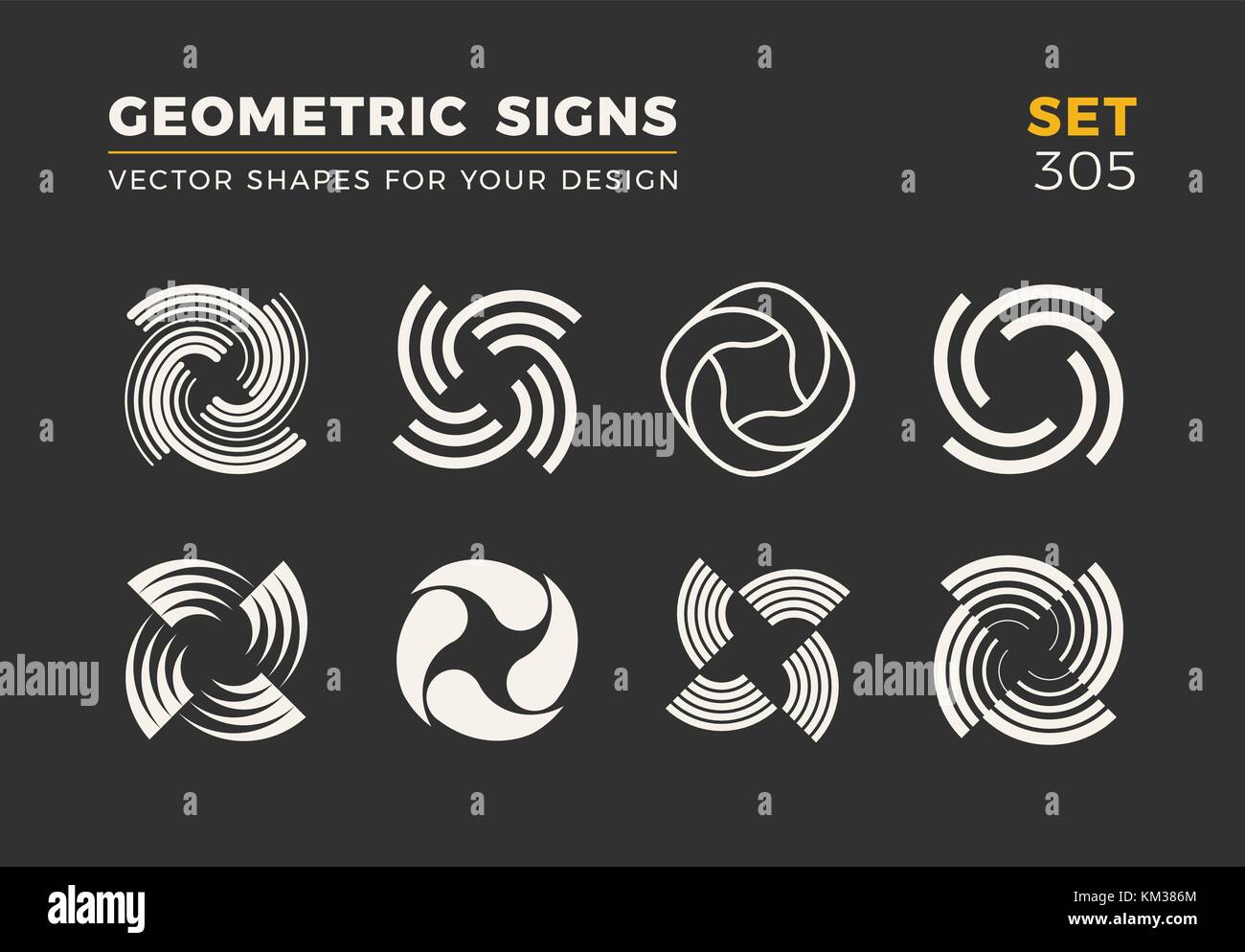 Set of eight minimalistic trendy shapes. Stylish vector logo emblems ...