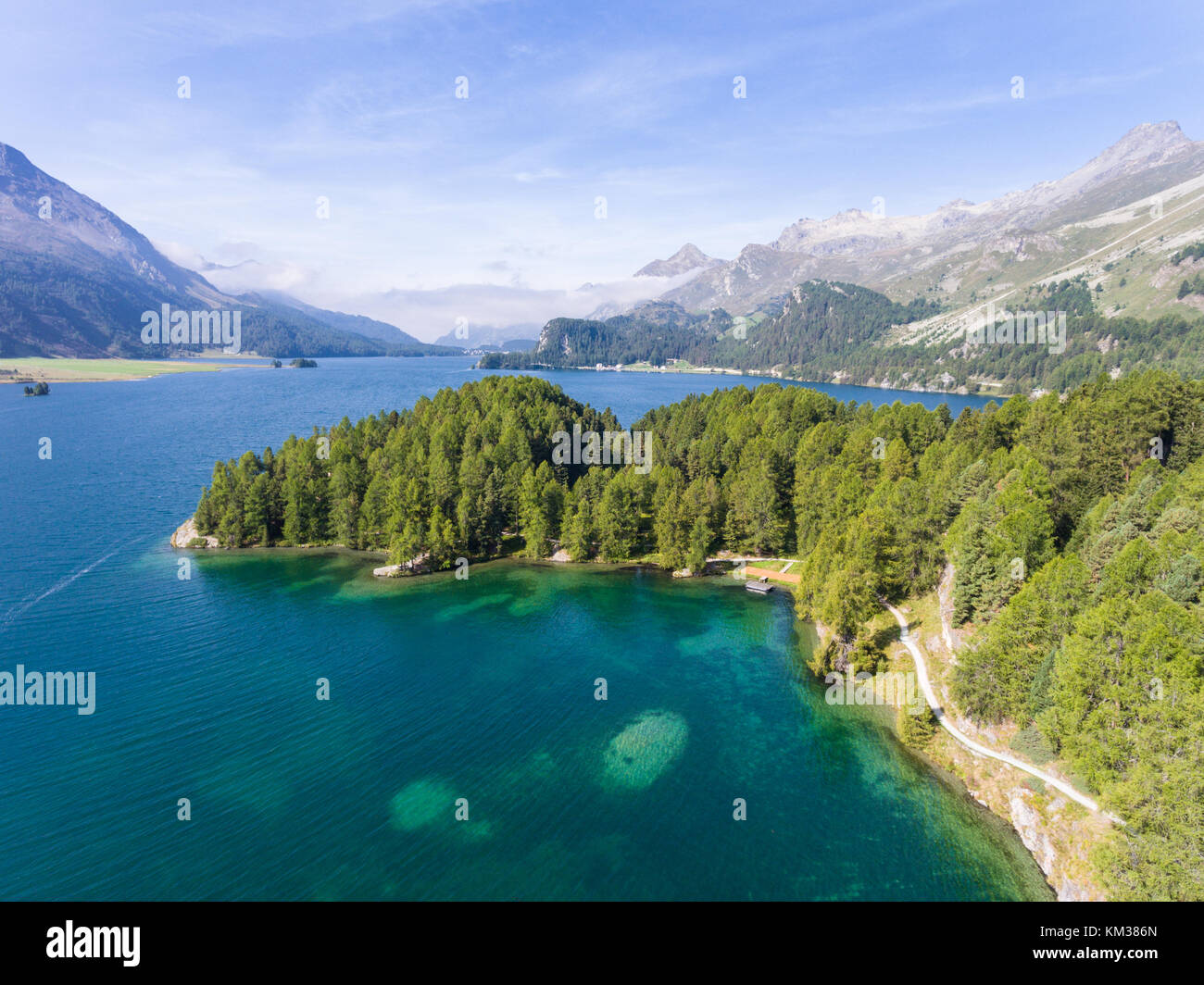 Fantastic alpine lake, mountains and forest, beautiful landscapes Stock ...