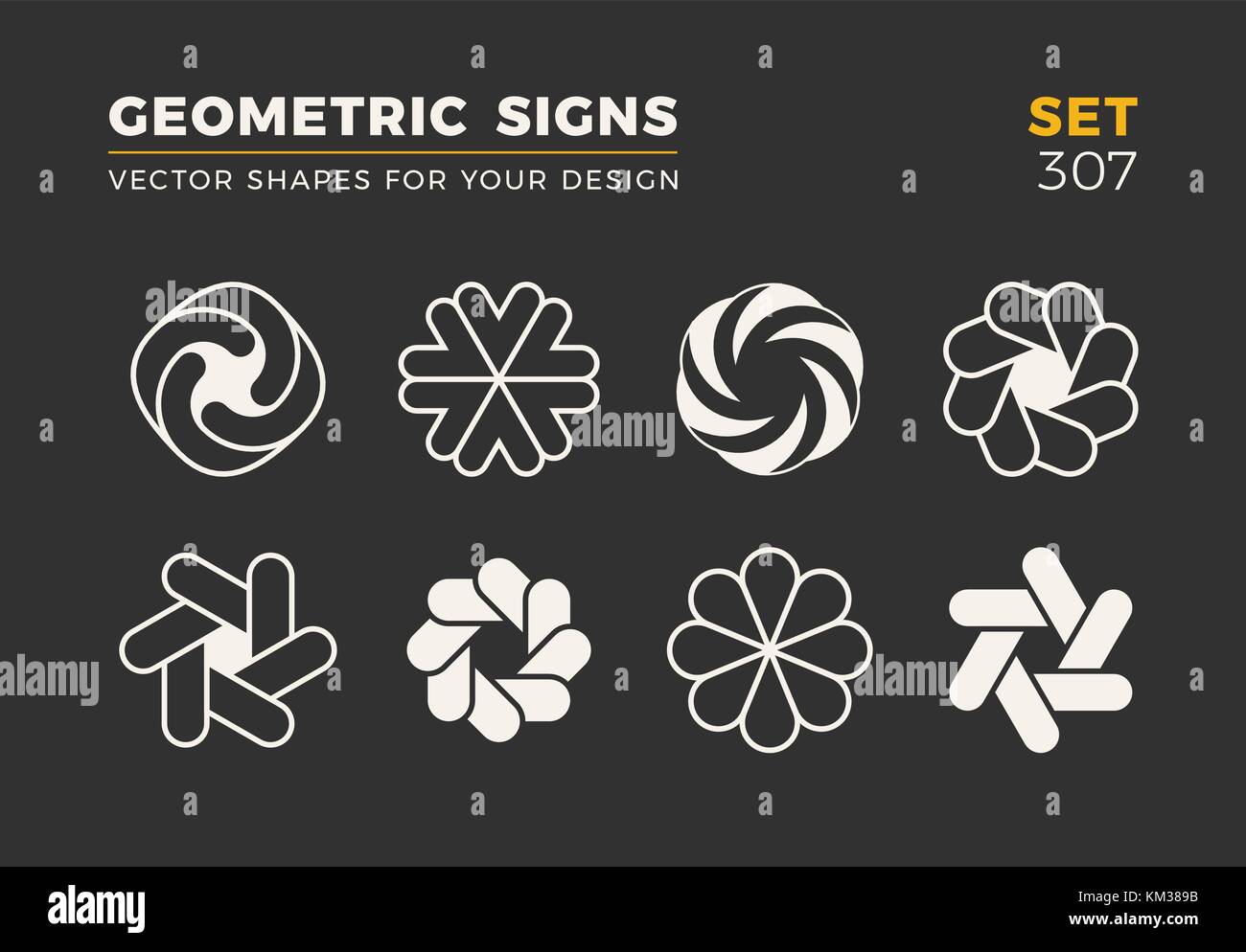 Set of eight minimalistic trendy shapes. Stylish vector logo emblems ...