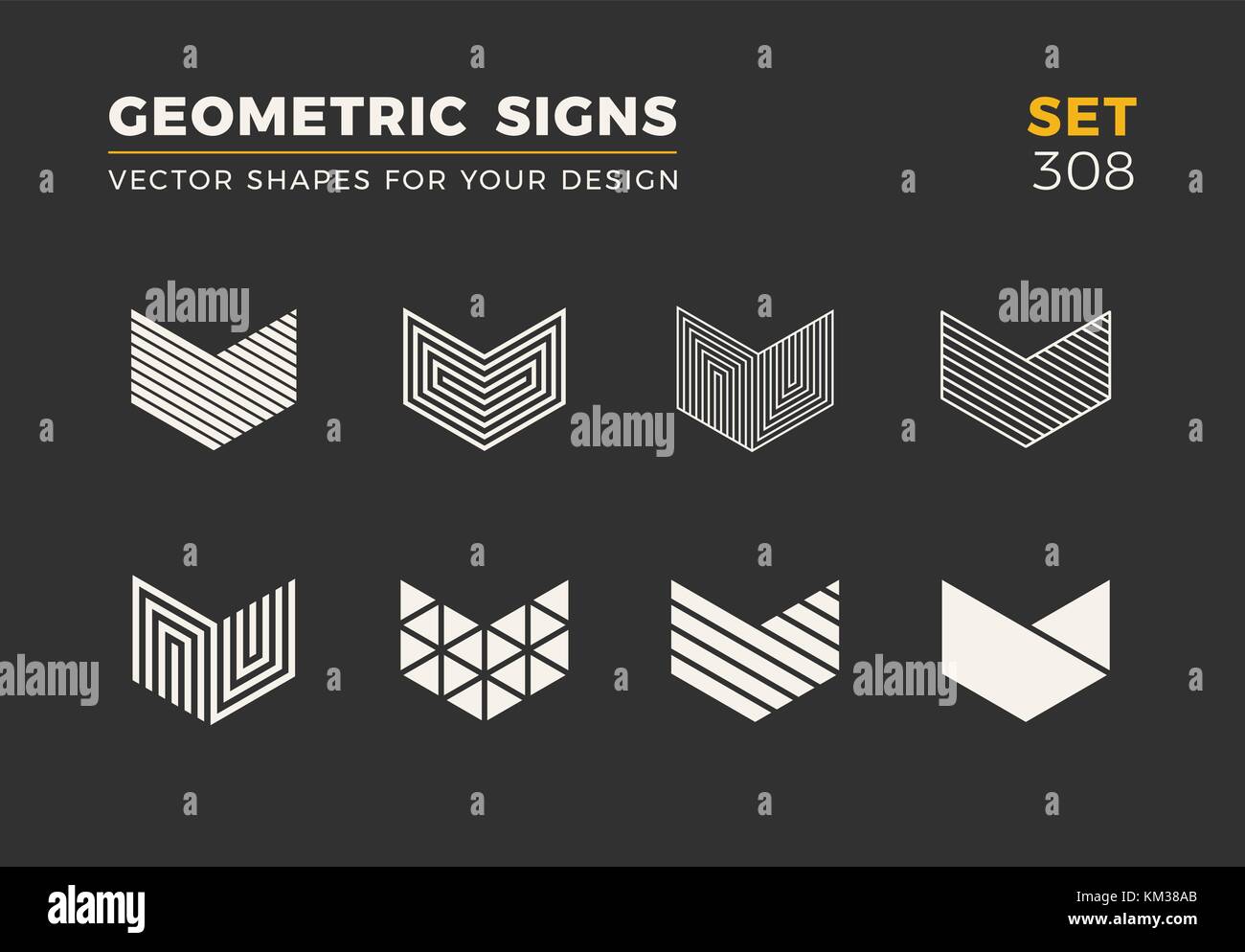 Set of eight minimalistic trendy shapes. Stylish vector logo emblems ...