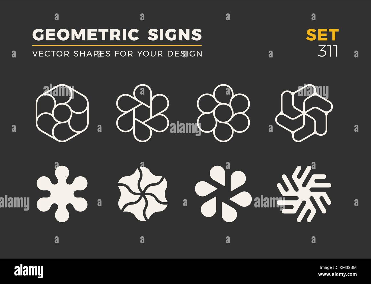 Set of eight minimalistic trendy shapes. Stylish vector logo emblems ...