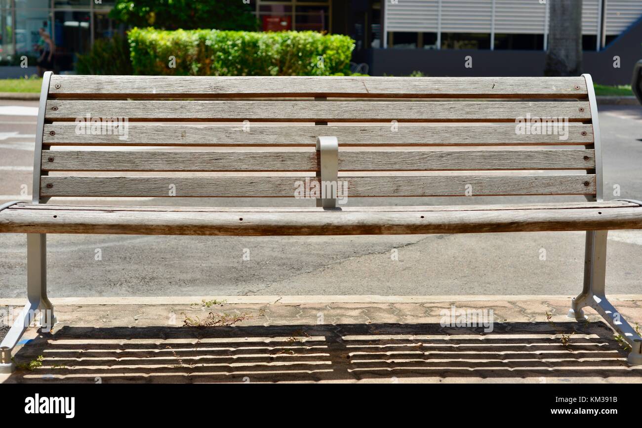 Wooden bench in Flinders st, Townsville, Queensland, Australia Stock ...