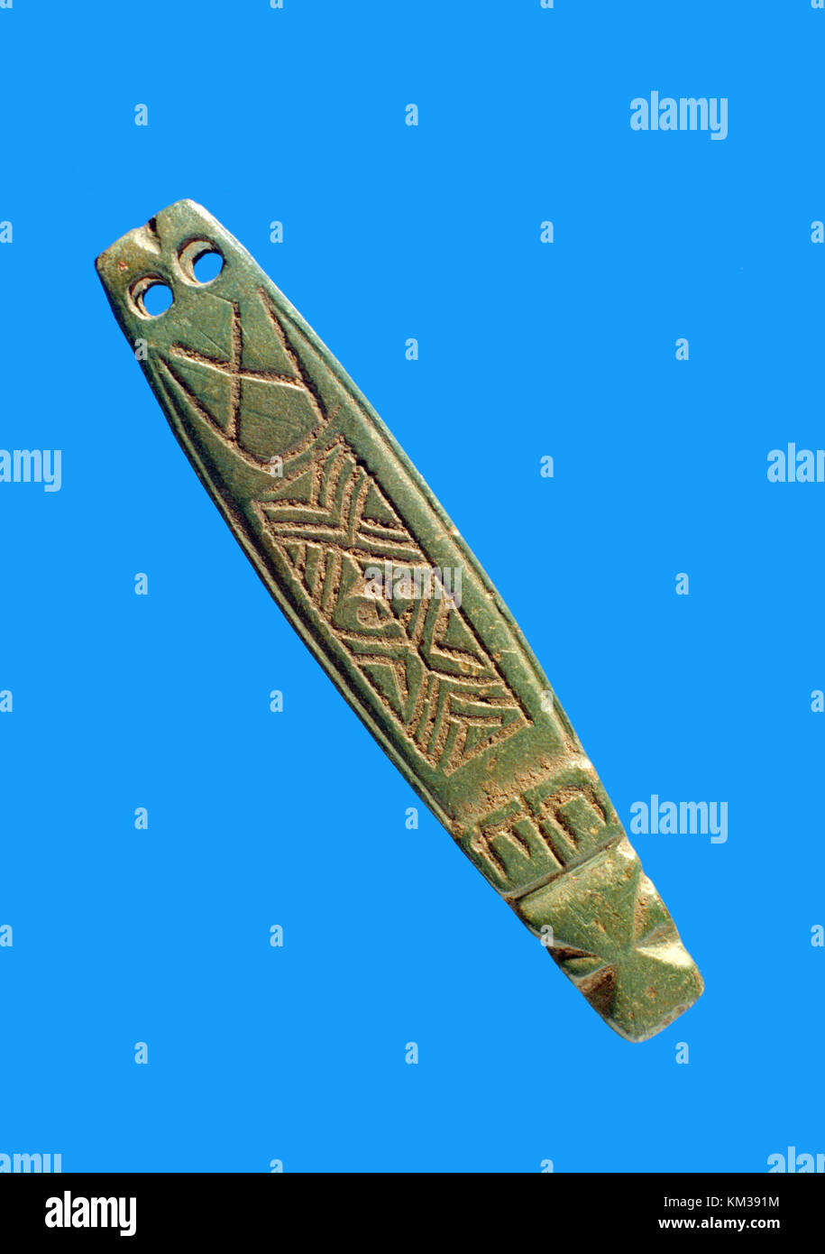 Anglo saxon copper alloy strap end ca AD 800 Stock Photo - Alamy
