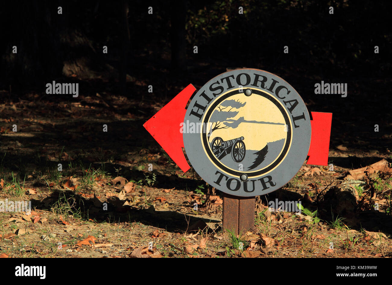 Historical Tour Sign at the Yorktown Battlefield in Yorktown, Virginia ...
