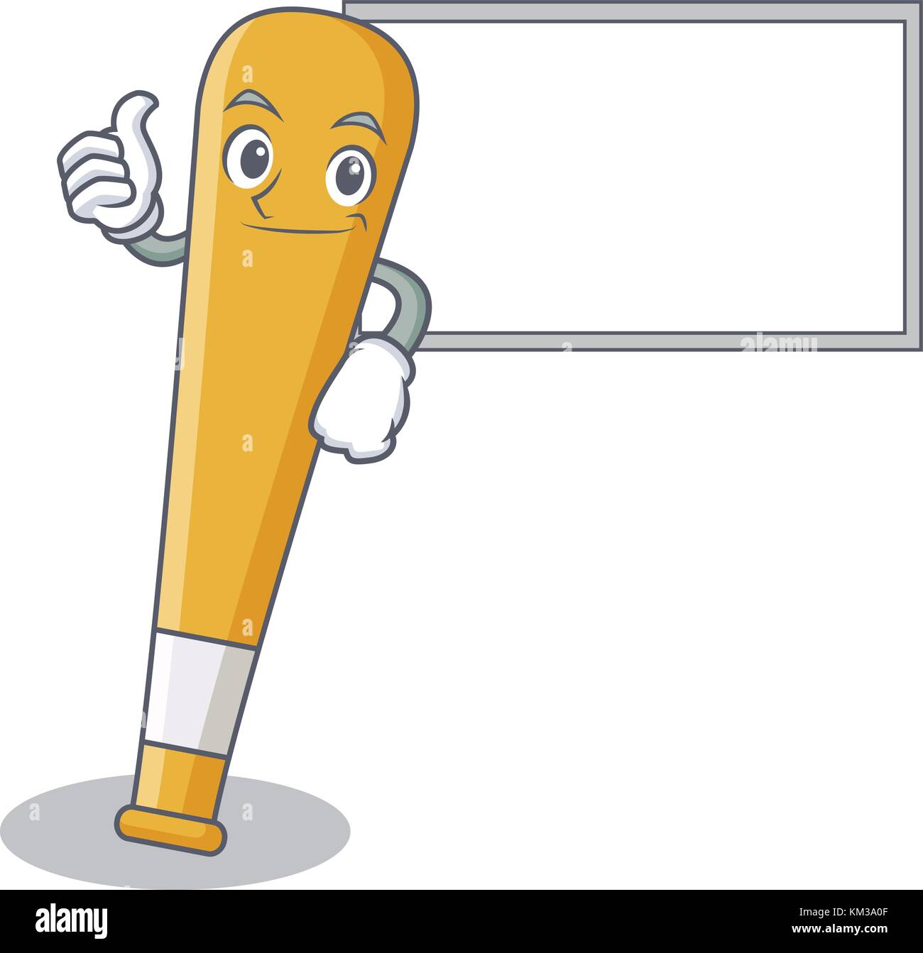 Thumbs up with board baseball bat character cartoon Stock Vector Image ...