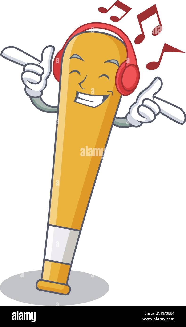 Listening music baseball bat character cartoon Stock Vector Image & Art ...