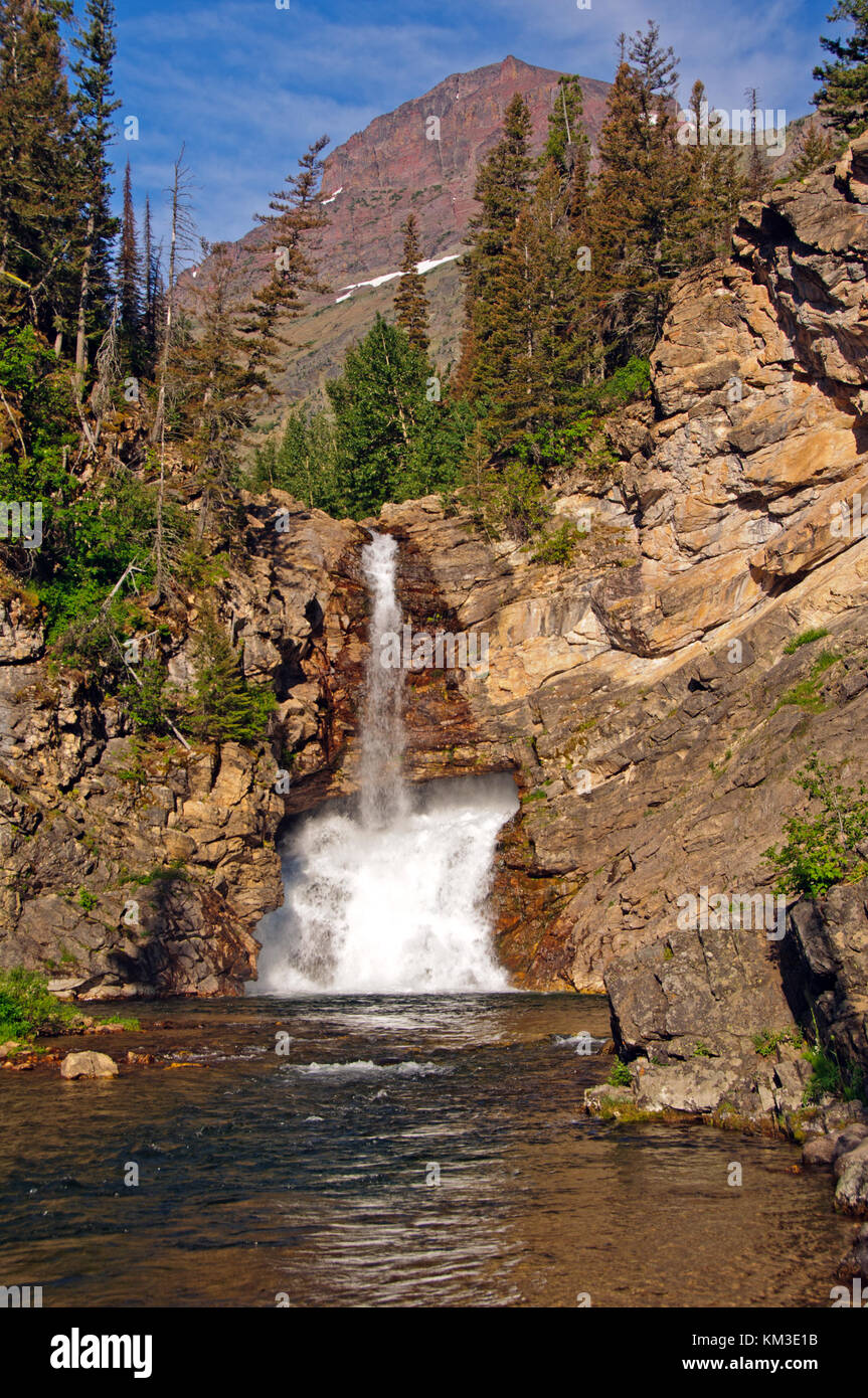 Dramatic Running Eagle Falls in Glacier National park in Montana Stock ...