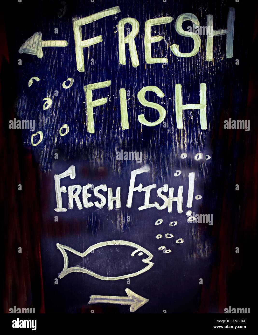 Handwritten sign on chalkboard for a fishmonger, Nova Scotia, Canada ...