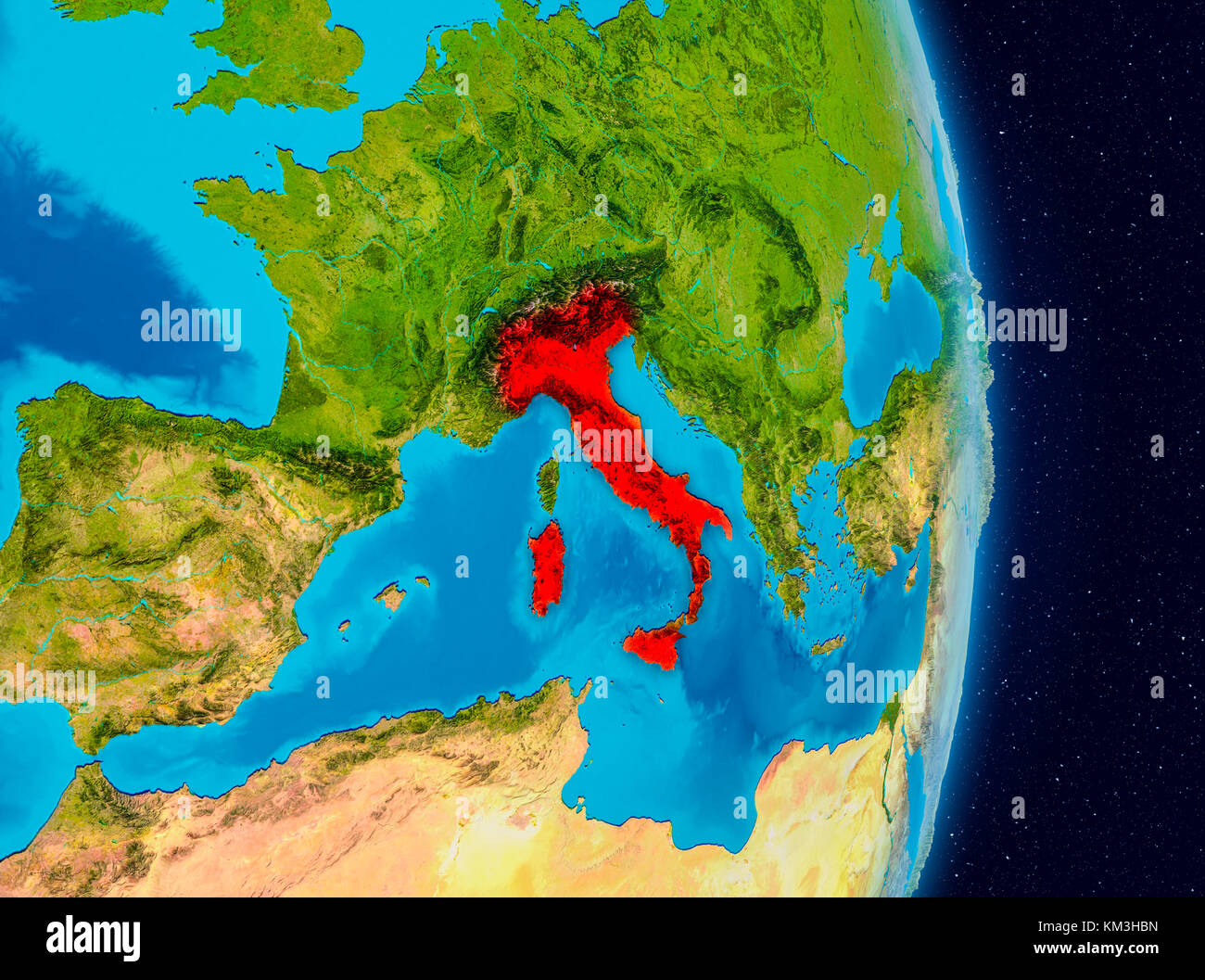 Highlighted satellite image of italy hi-res stock photography and ...