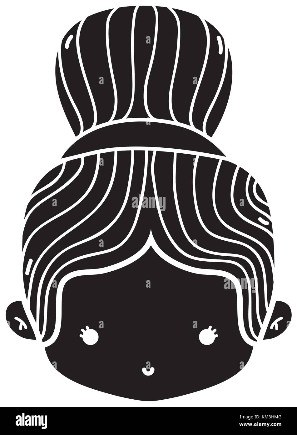 contour girl head with bun hair design Stock Vector Image & Art - Alamy