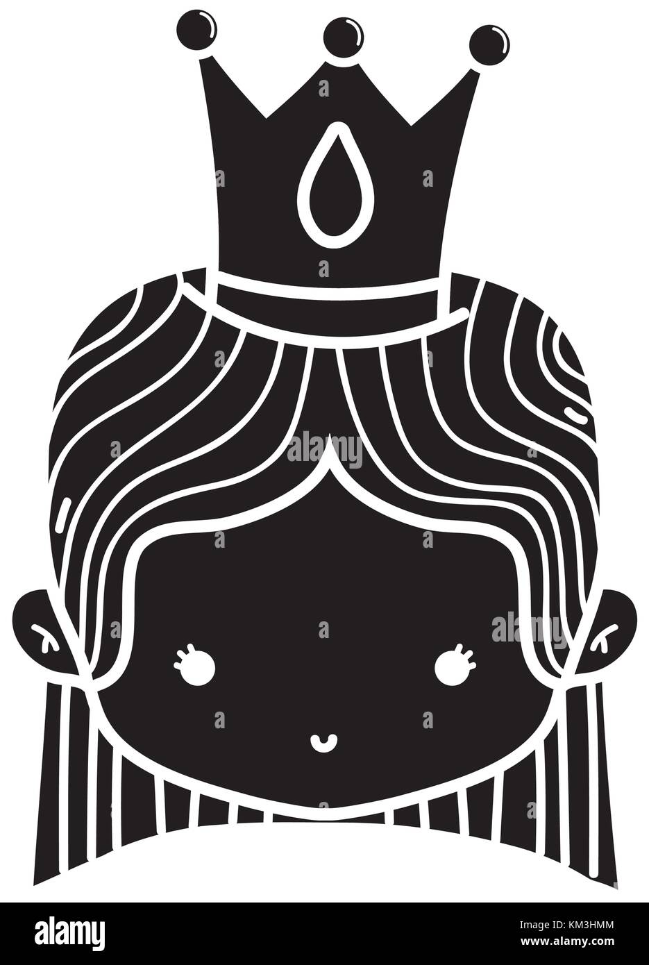 contour girl head with crown and straight hair Stock Vector Image & Art ...