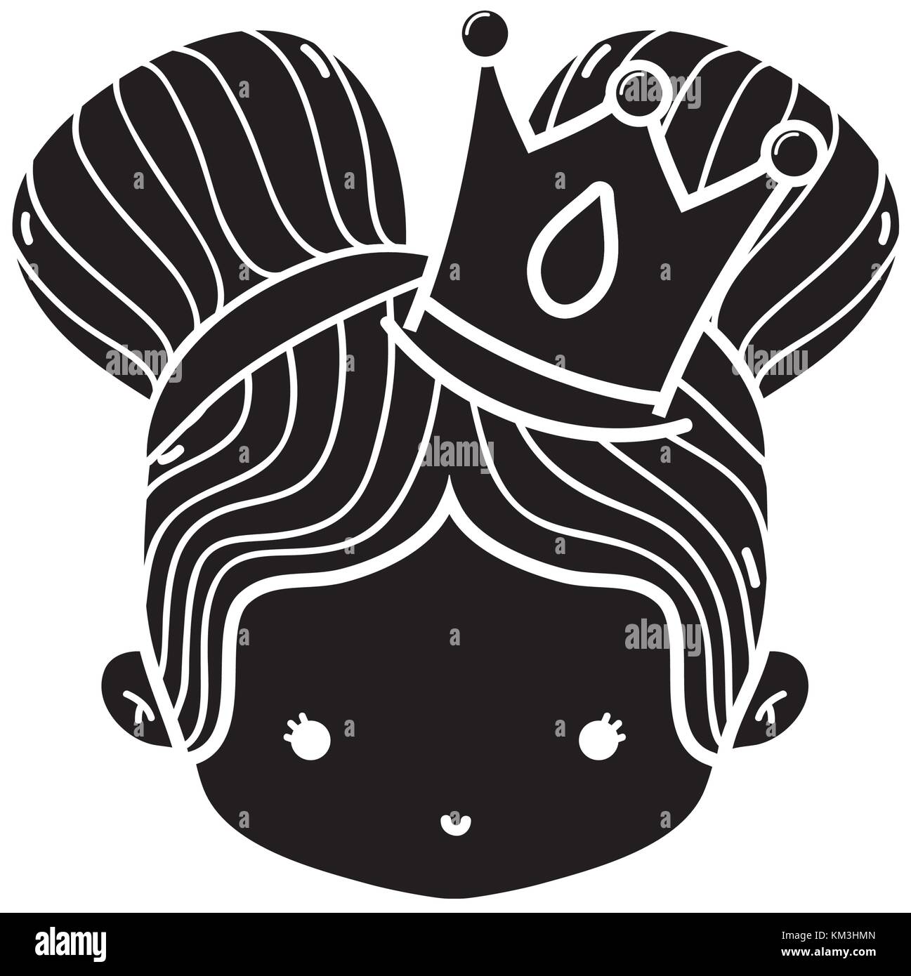 contour girl head with crown and two buns hair Stock Vector Image & Art ...