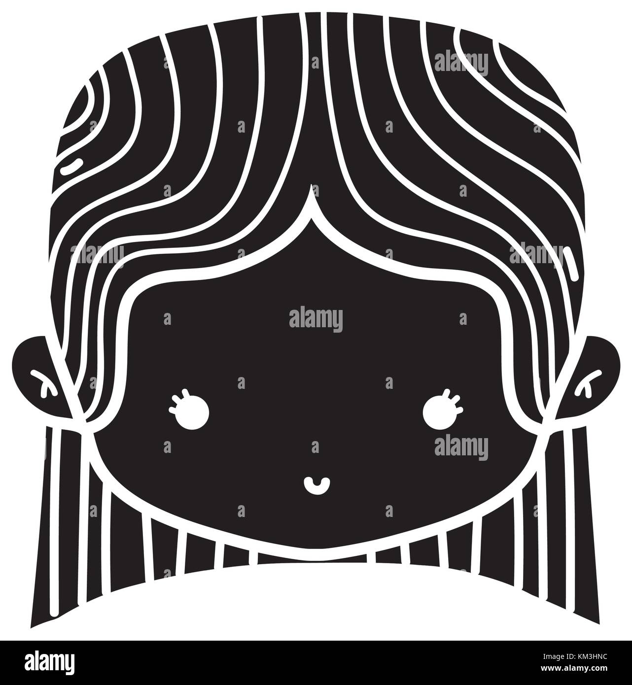 contour girl head with straight hair design Stock Vector Image & Art ...