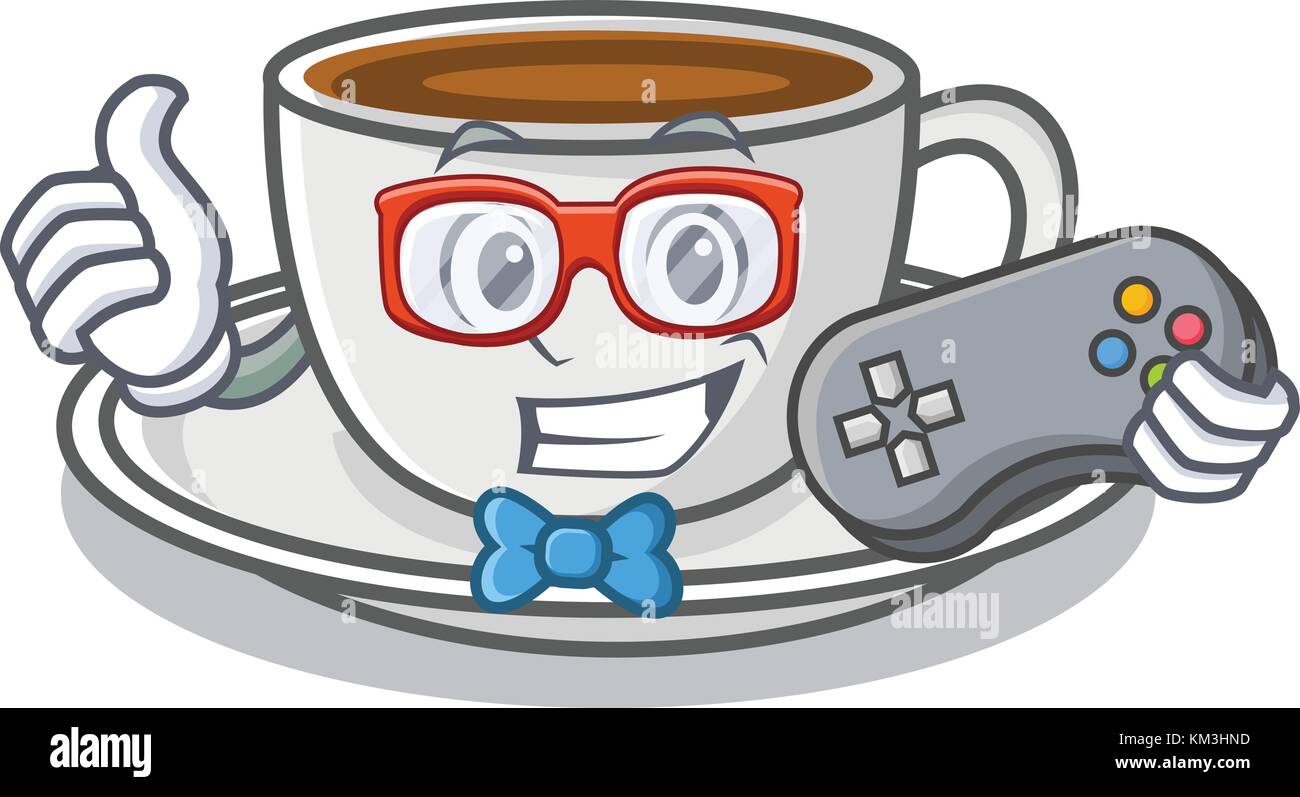 Gamer coffee character cartoon style Stock Vector Image & Art - Alamy