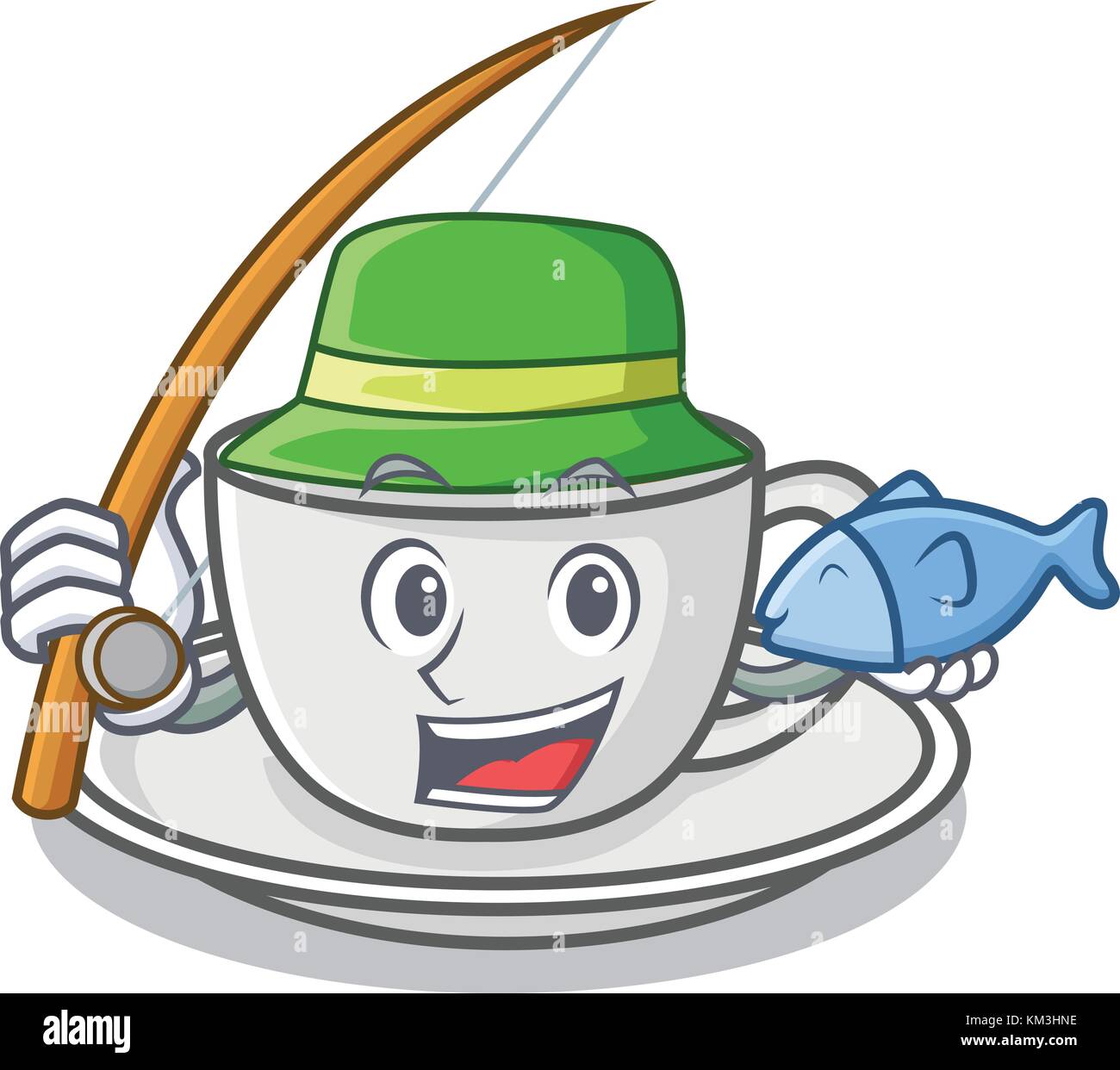 Fishing coffee character cartoon style Stock Vector Image & Art - Alamy
