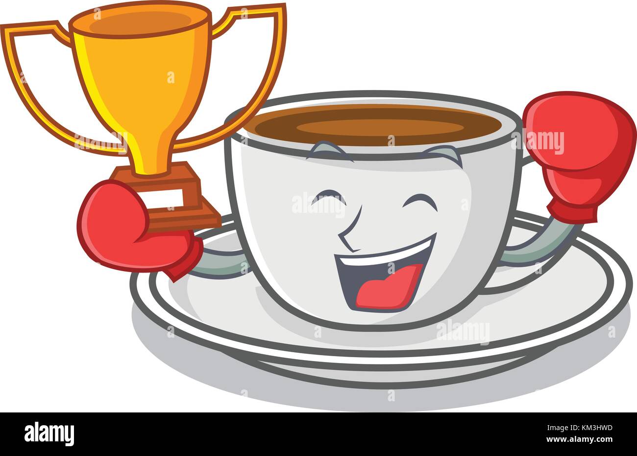 Boxing winner coffee character cartoon style Stock Vector Image & Art ...