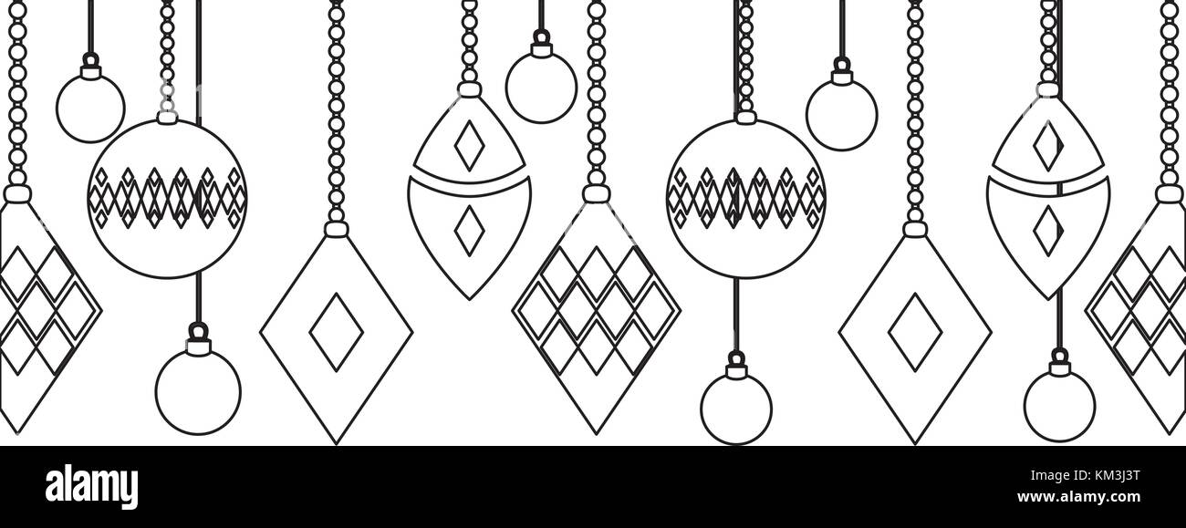 line differents balls hanging decoration christmas Stock Vector Image ...