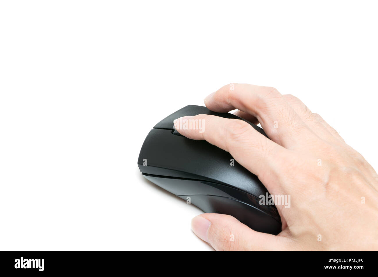 Hand holding mouse on white background Stock Photo - Alamy
