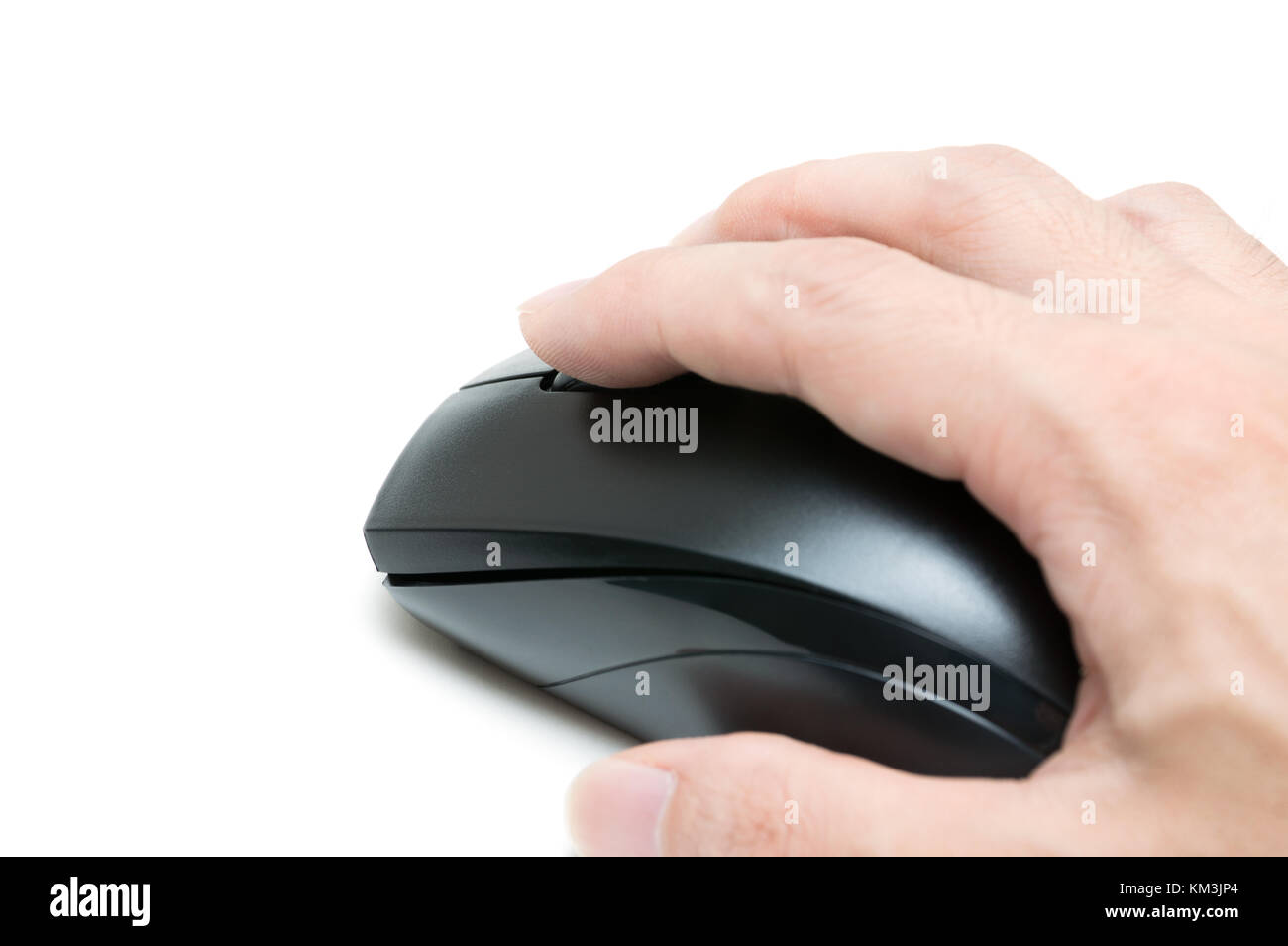 Hand holding mouse on white background Stock Photo - Alamy