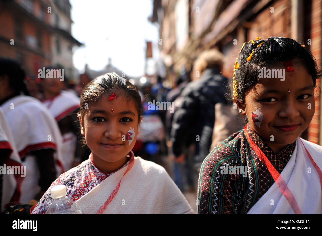 Kathmandu, Nepal. 03rd Dec, 2017. Newari people in a traditional attire ...