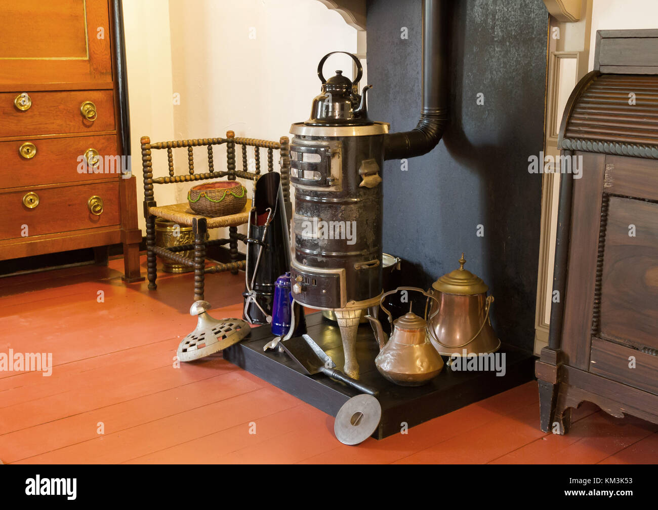 Vintage fireplace in an old dutch house - Selective focus Stock Photo ...