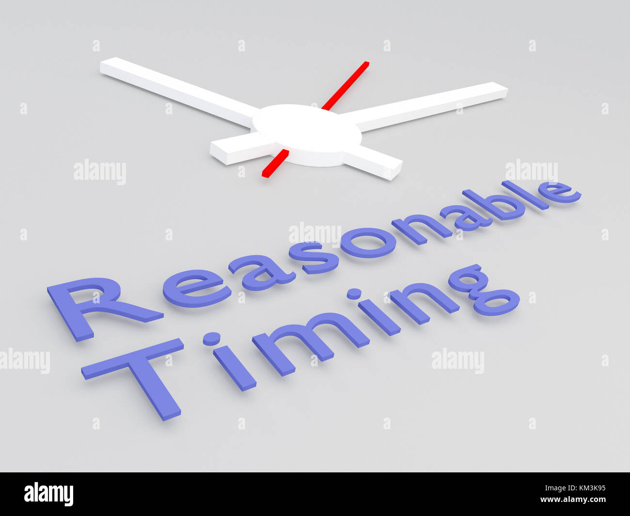 3D illustration of "Reasonable Timing" title with a clock as a ...