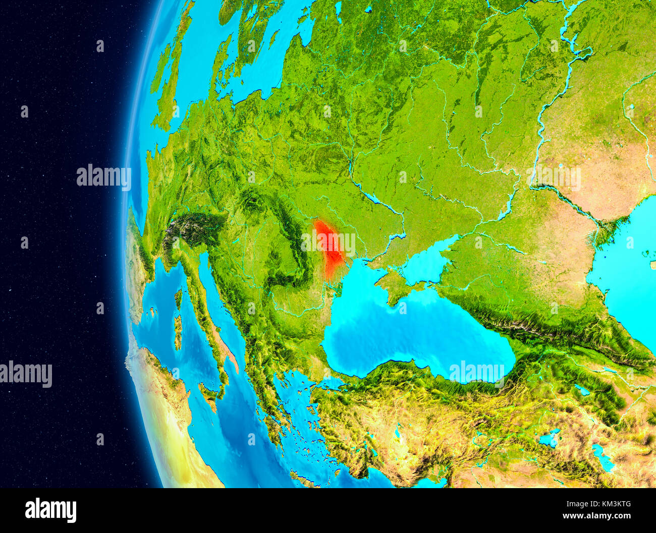 Illustration of Moldova as seen from Earth’s orbit on planet Earth. 3D ...
