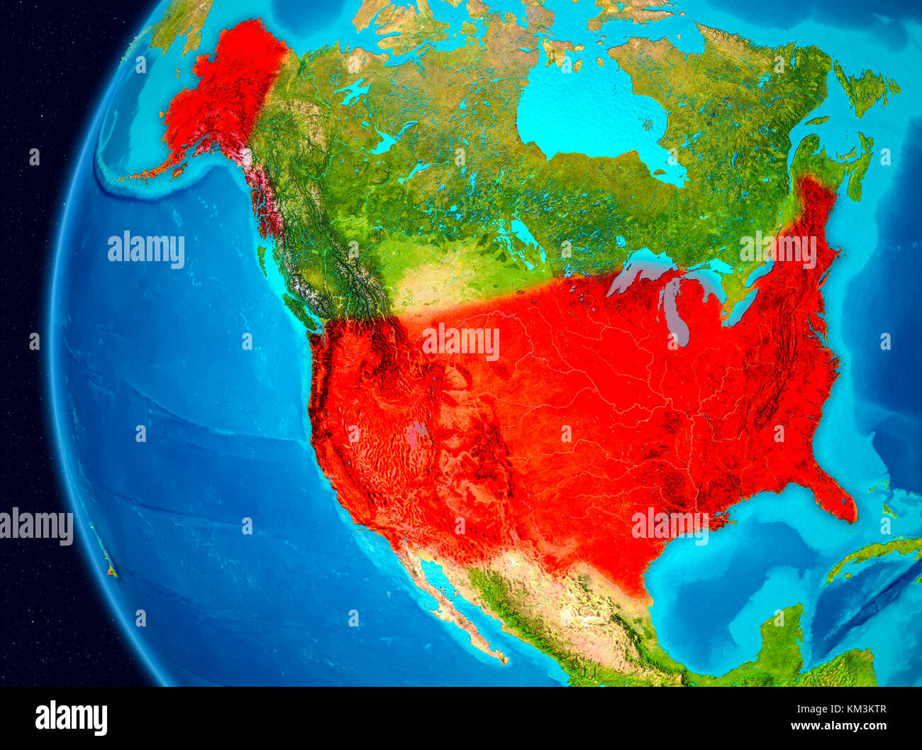 Illustration of USA as seen from Earth’s orbit on planet Earth. 3D ...