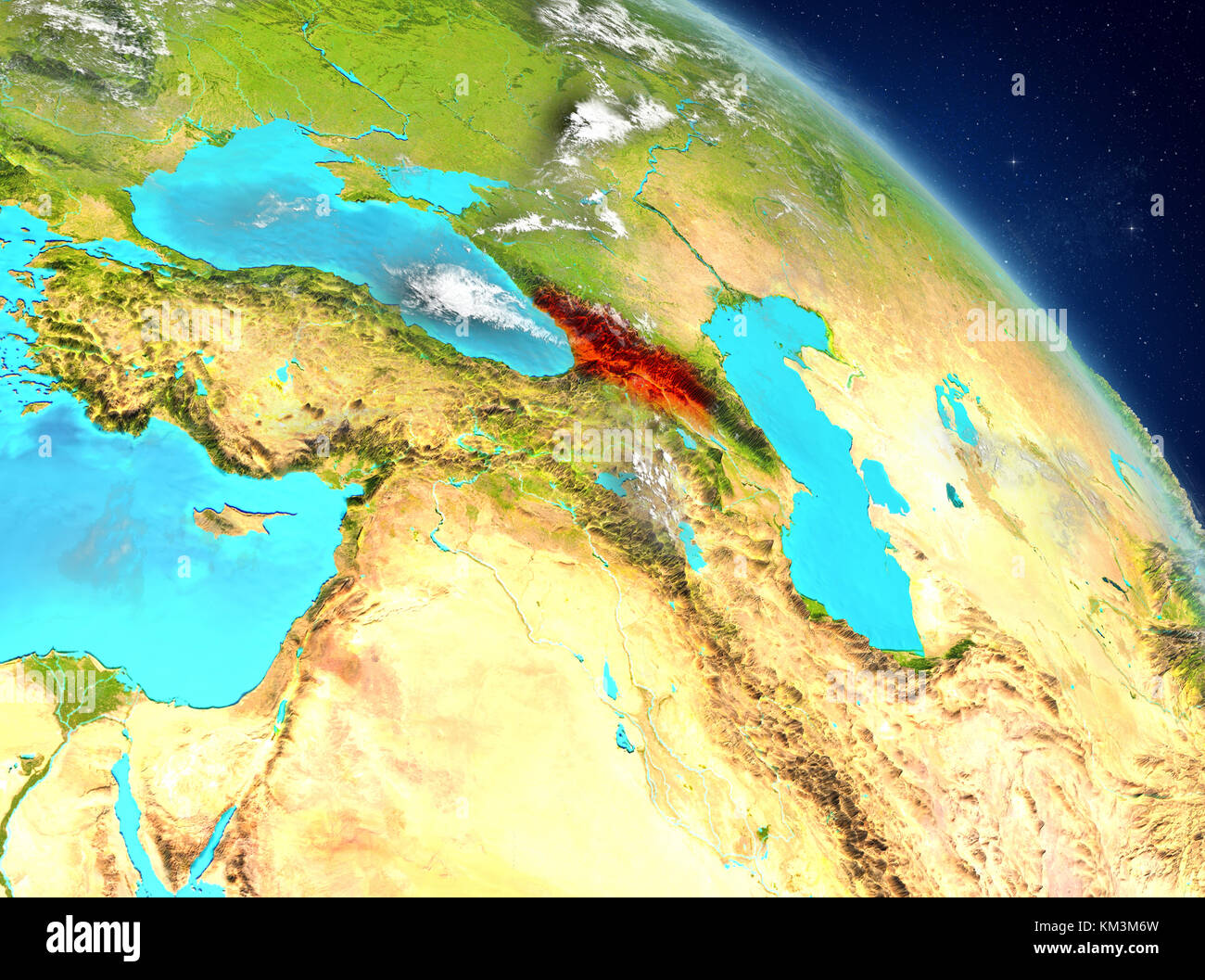 Illustration of Georgia as seen from Earth’s orbit. 3D illustration ...