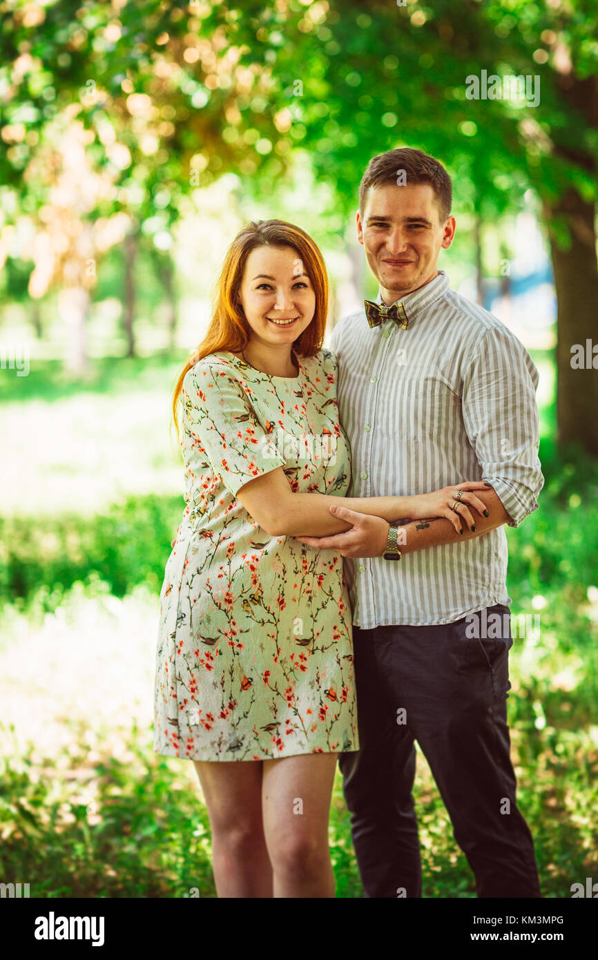 Beautiful couple on a natural background Stock Photo - Alamy
