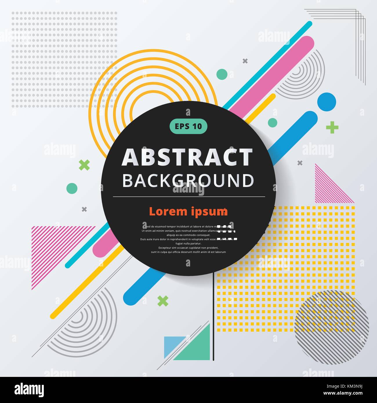 Abstract geometric composition forms modern background with colorful decorative triangles and ...