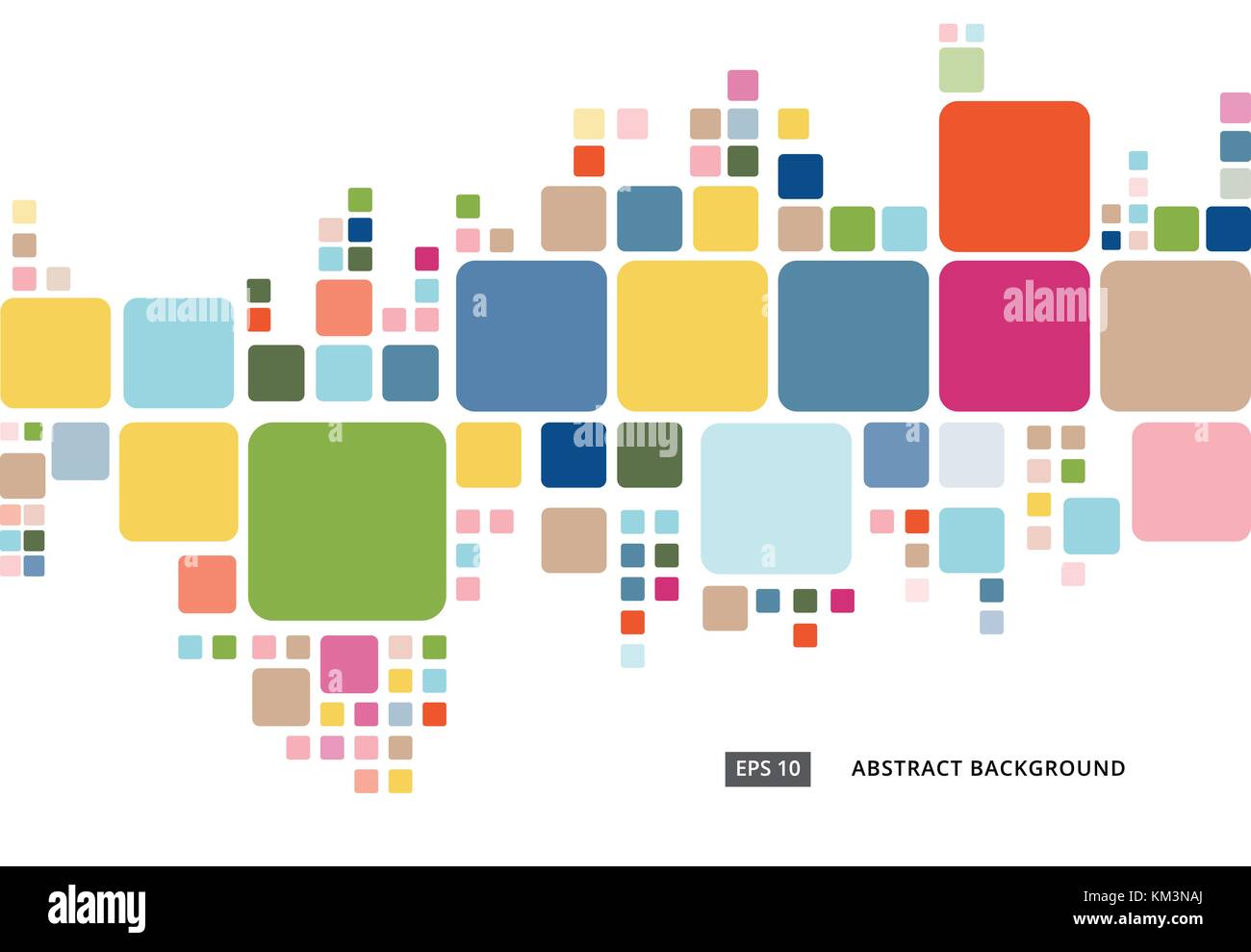 Abstract colorful geometric square border pattern on white background ...
