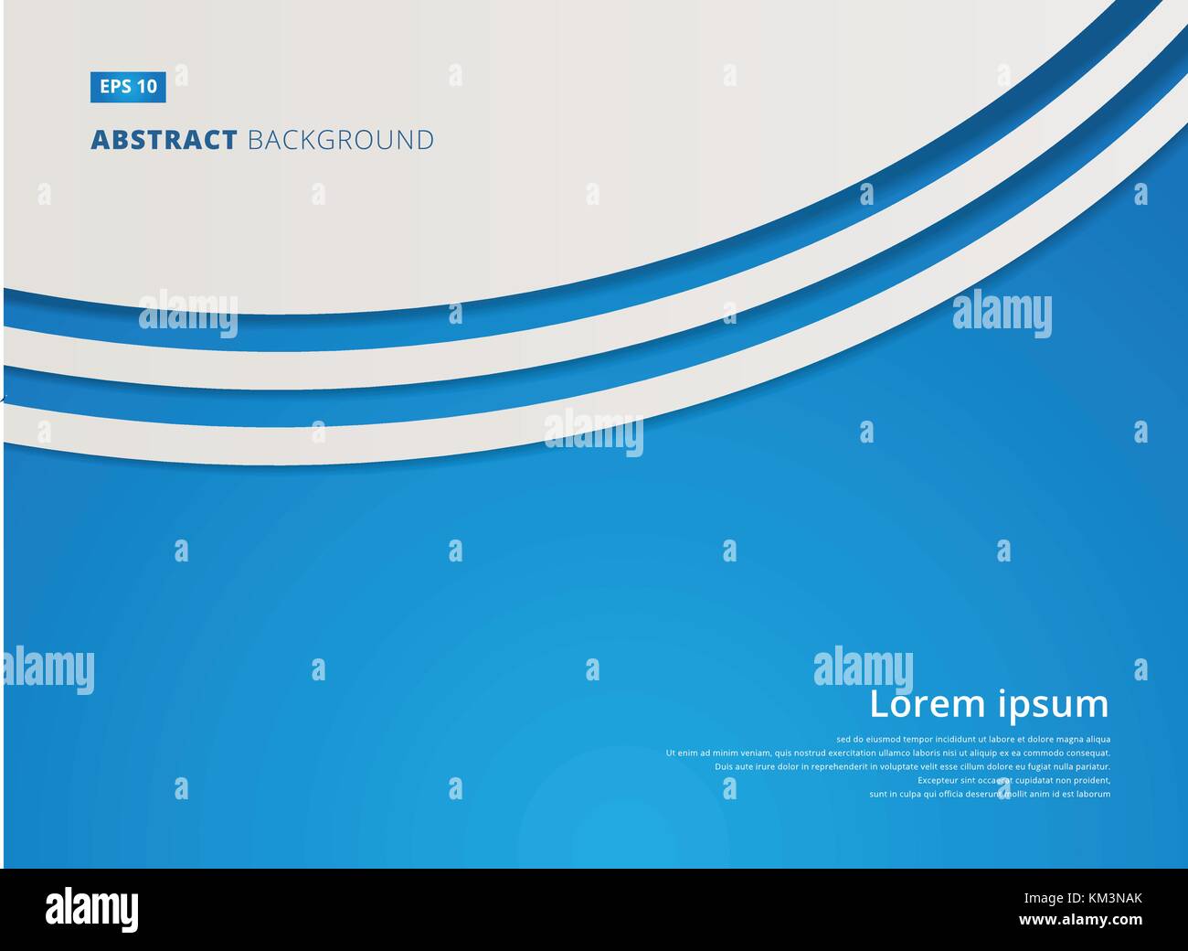 Abstract background blue with white curve lines horizontal copy space ...