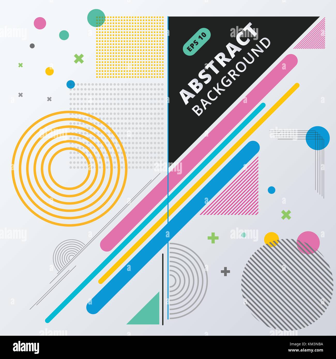 Abstract geometric composition forms modern background with colorful decorative triangles and ...