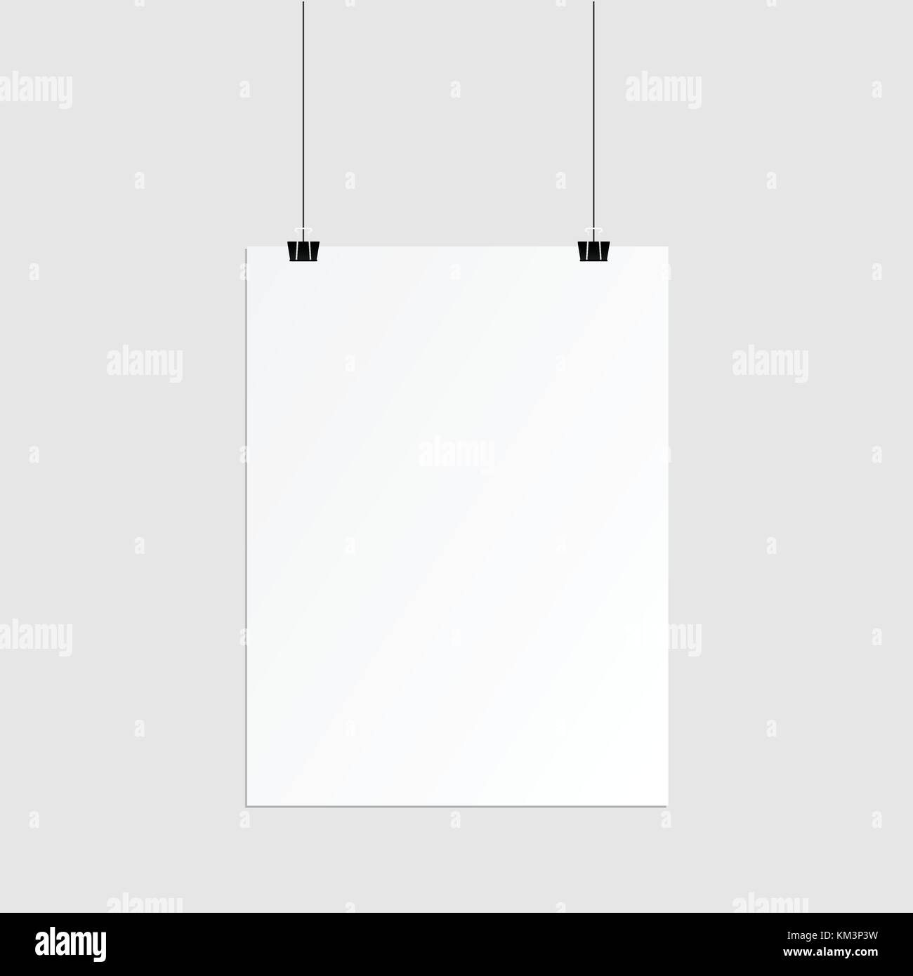 Hanging paper poster on wall poster. Vector illustration Stock Vector ...