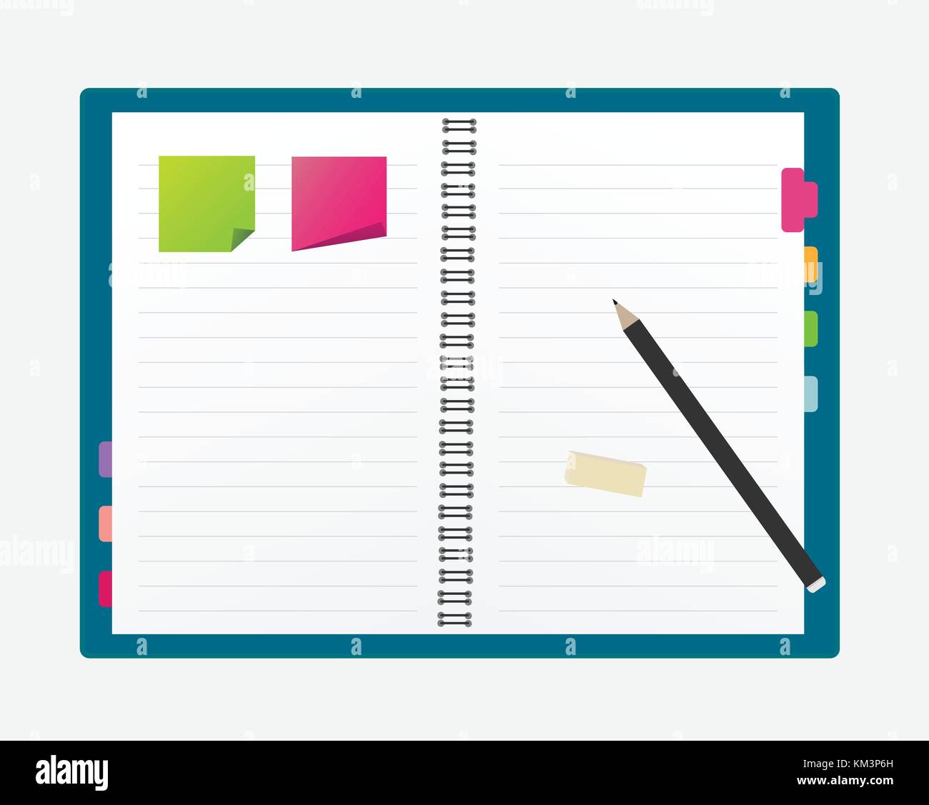 Open notepad pencil on Stock Vector Images - Alamy