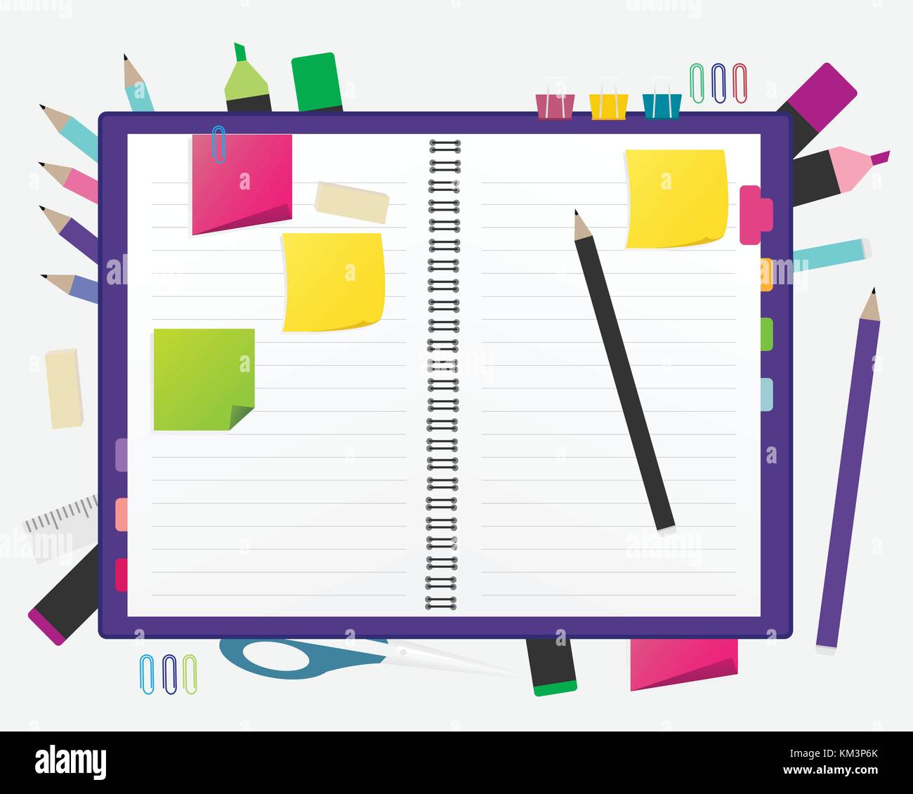 Open notepad pencil on Stock Vector Images - Alamy