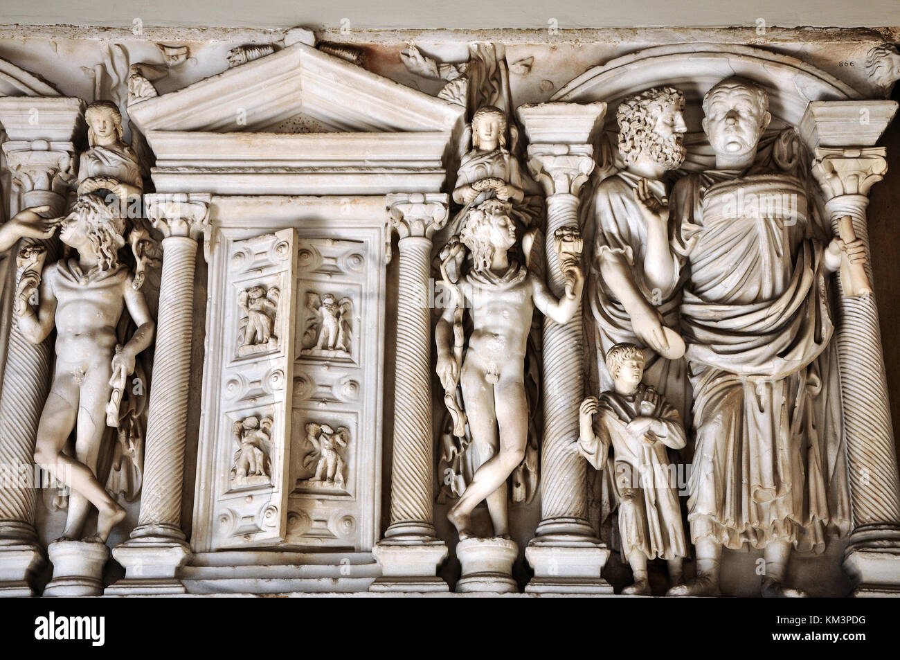 Bas-relief, statue and sculpture details in stone of Roman Gods and ...