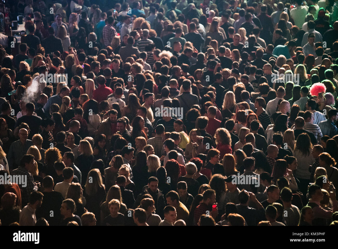 CLUJ NAPOCA, ROMANIA - NOVEMBER 19, 2017: Crowd of cheerful people ...