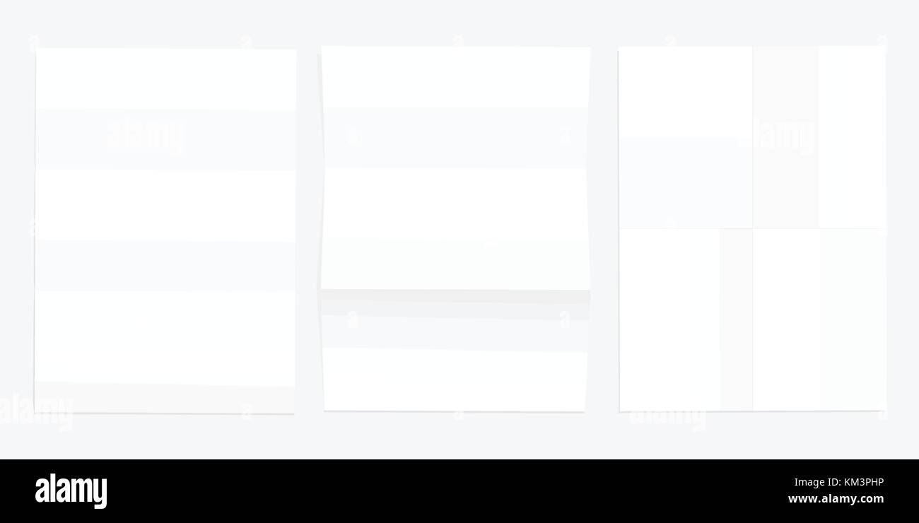 Set of folded realistic blank sheets of paper mockup. Vector envelopes ...