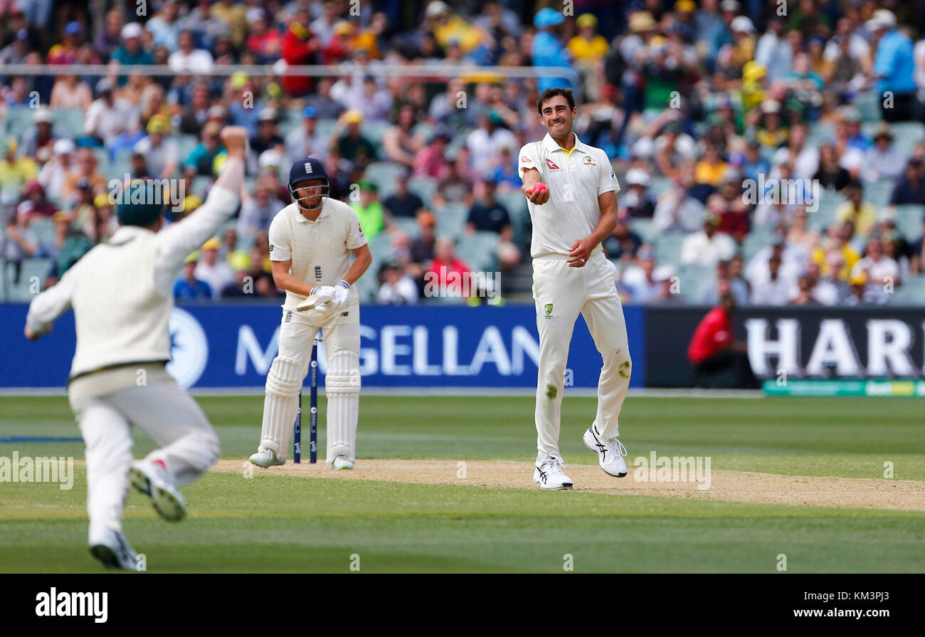 Australia's Mitchell Starc takes the catch to dismiss Jonny Bairstow ...