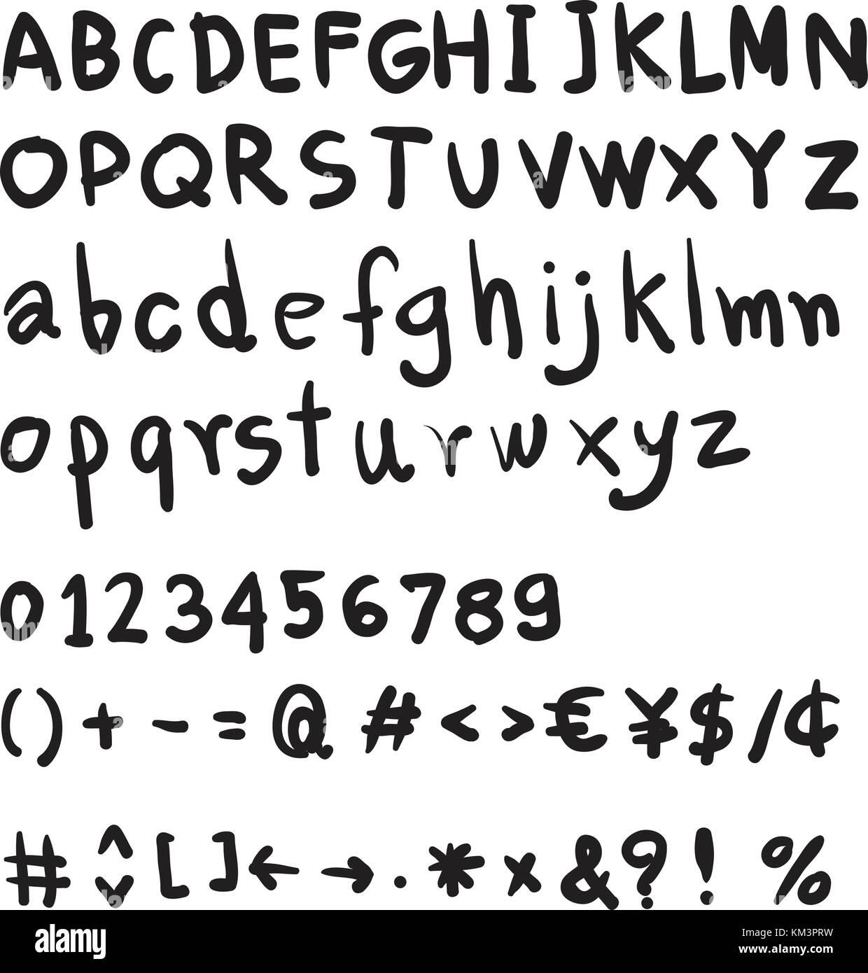 Alphabet font hand drawn vector art illustration Stock Vector Image ...