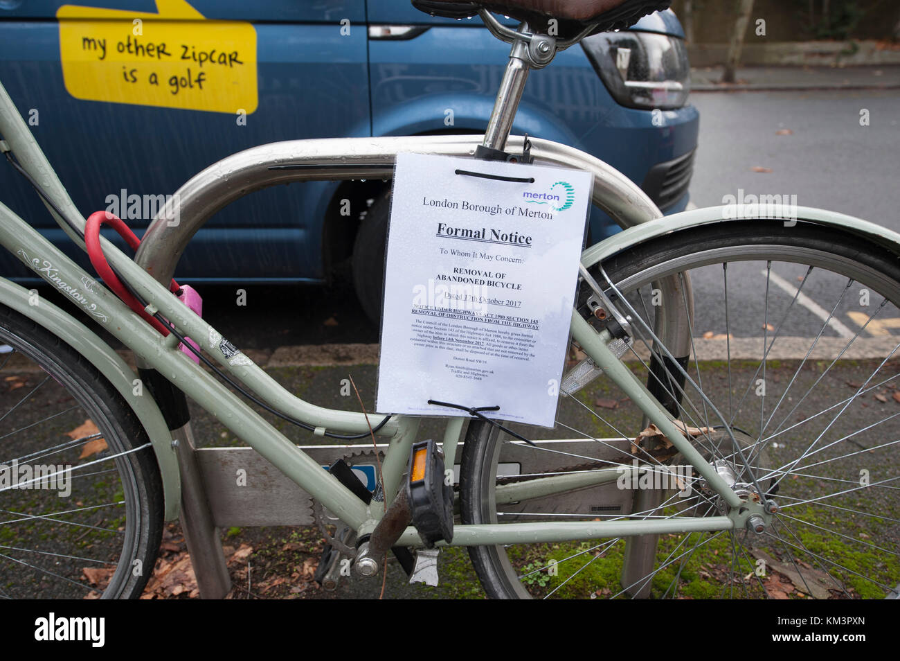Removal of abandoned bike formal notice hi-res stock photography and ...