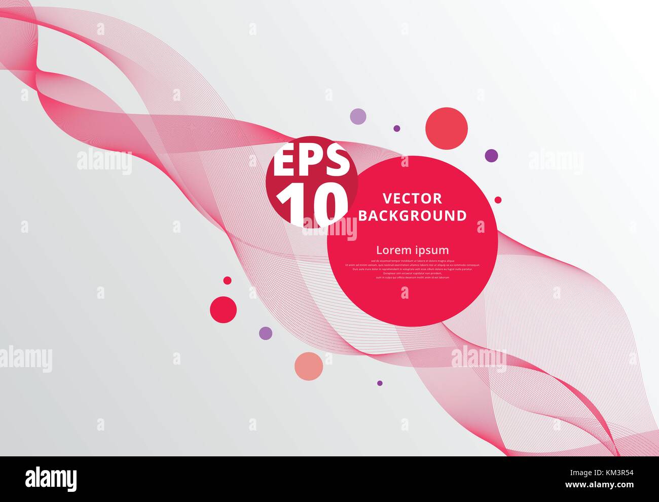 Abstract red wavy lines with circle dots. vector illustration ...