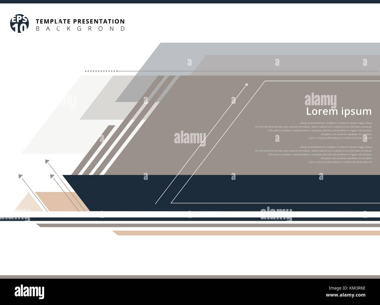 Geometric presentation template on white background with copy space ...