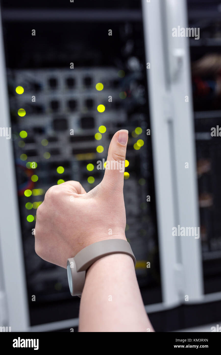Close-up Of Engineers hand checking Server In Data Center Stock Photo ...