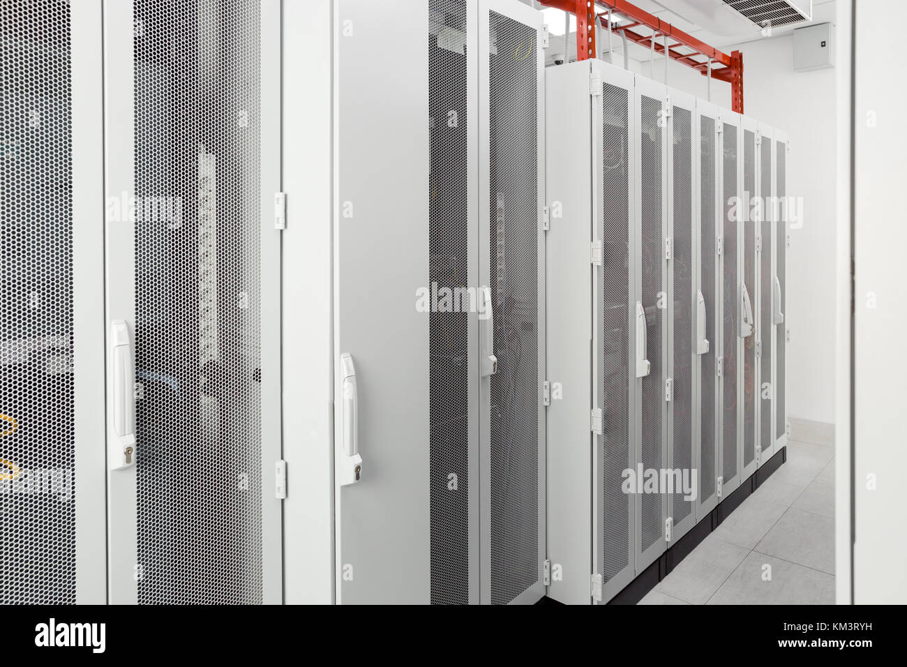 White Server Room Network/communications server cluster in a server ...