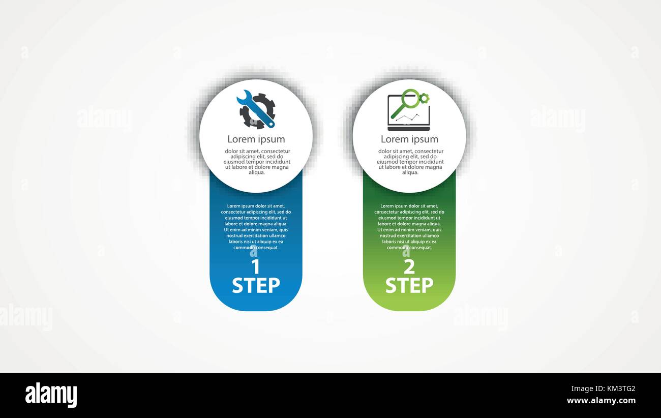 Vector illustration. An infographic template with 2 steps and an image ...